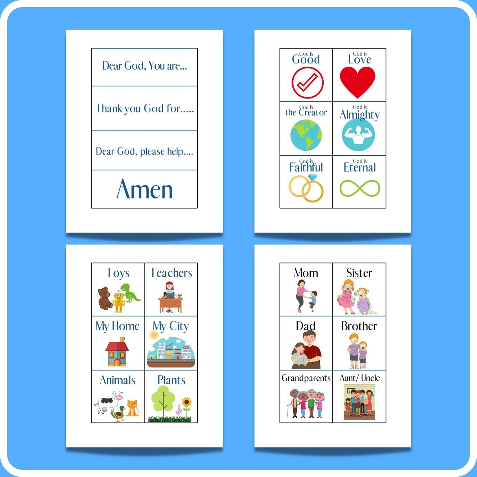 Prayer Prompt Cards - Printable Resource for Teaching Preschoolers to ...