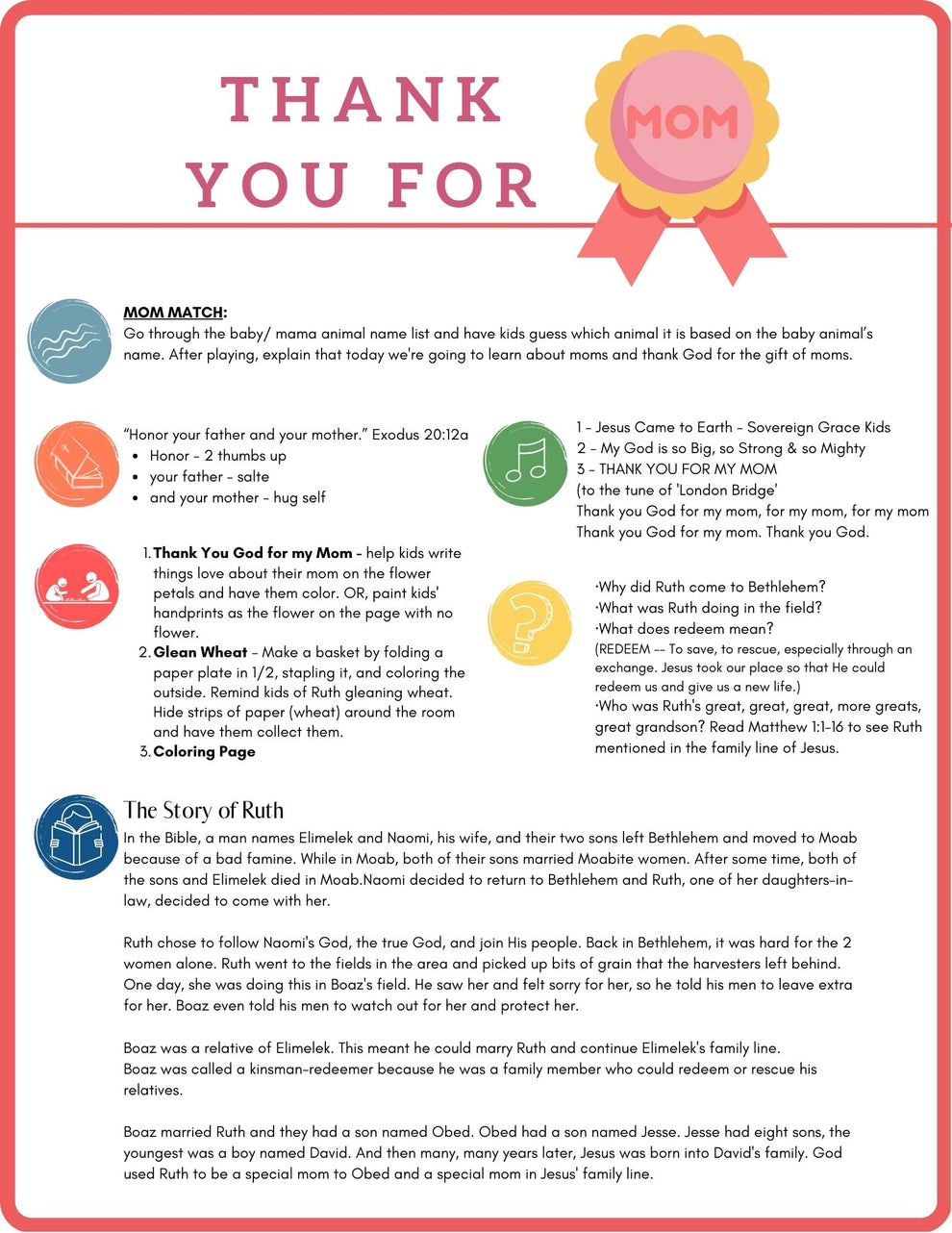 Mother's Day Bible Lesson for Ages 2-5 | "Thank You for Moms" Sunday ...